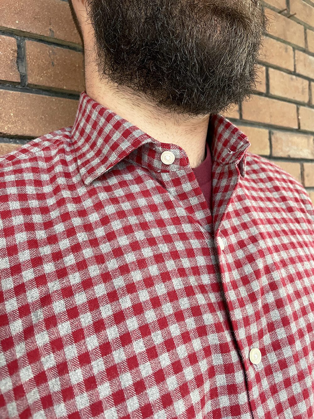 Comfortable Men's Maroon Gingham Flannel - Woodies Clothing